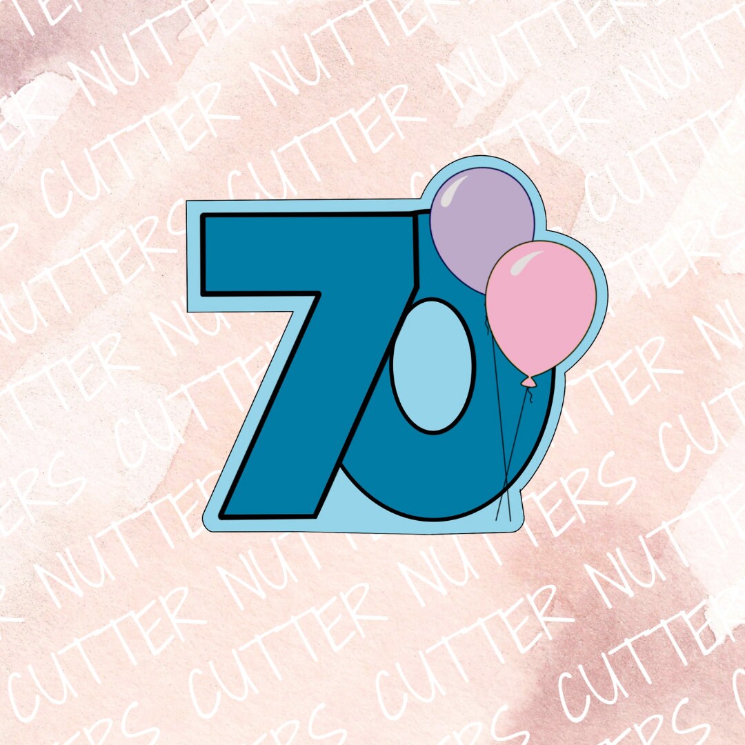 Number 70 With Balloons Cookie Cutter - Etsy