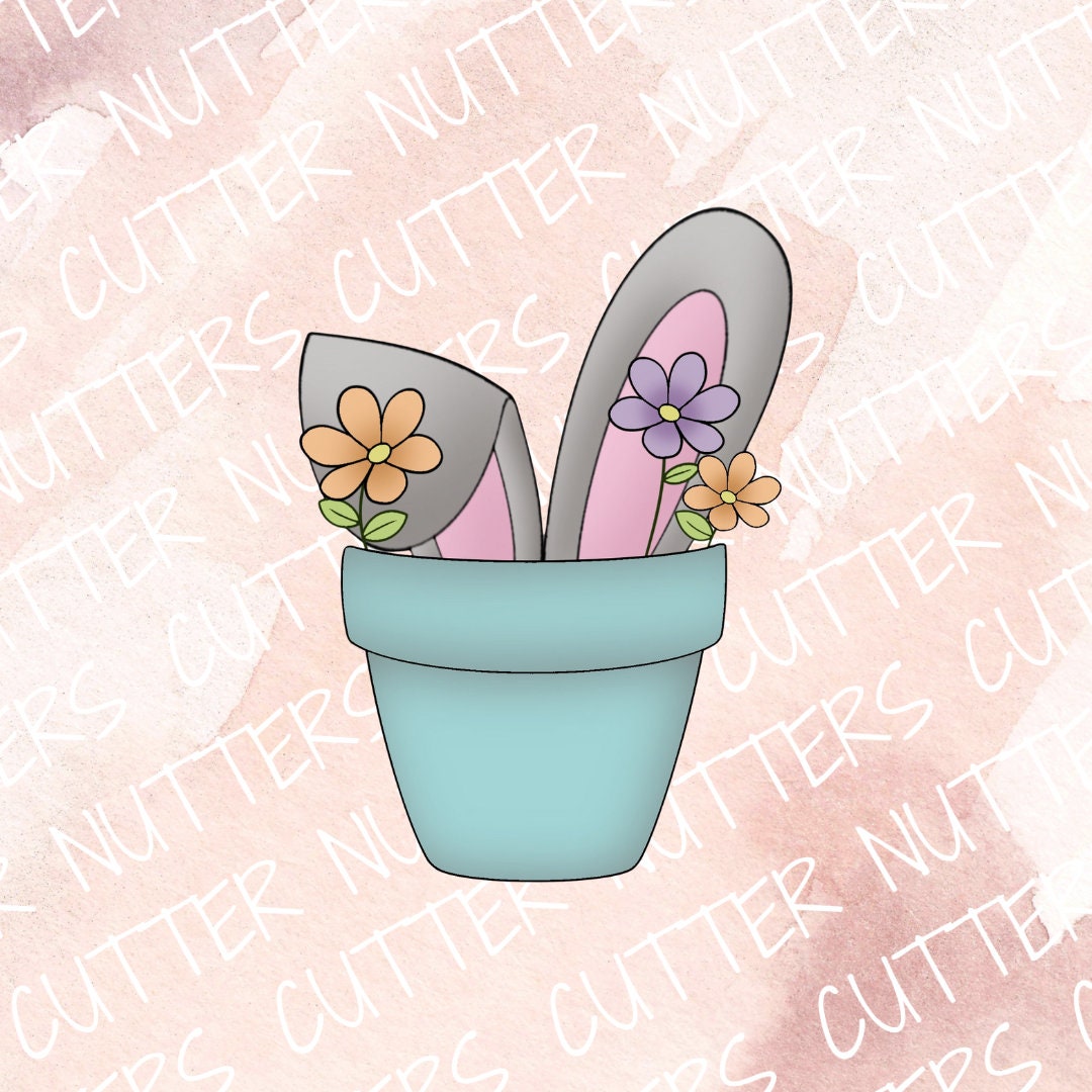 Bunny Ears in Flower Pot Cookie Cutter - Etsy