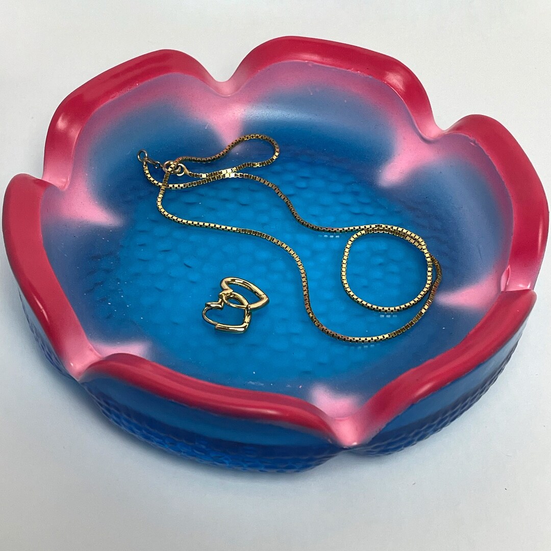 Vintage Blue Glass Blenko Flower Catch-all and Jewellery Holder - Etsy