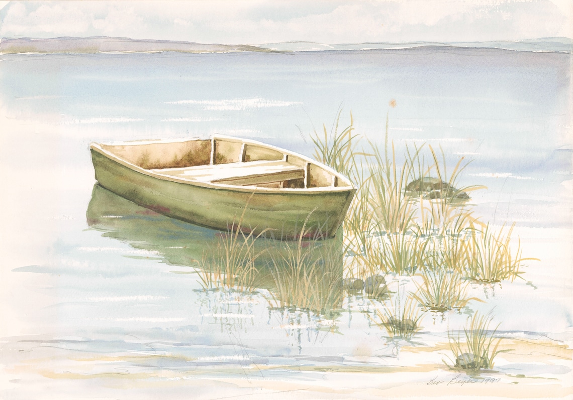 Boat on a Beach Watercolor #19 - Etsy