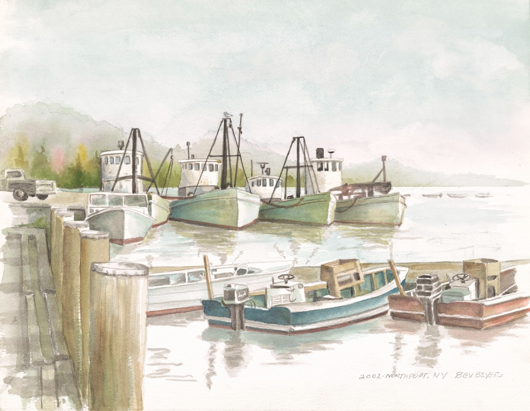 Harbor Watercolor #2 - Etsy