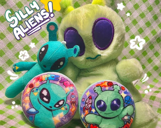 Silly Aliens 58mm Plush Badges - Etsy