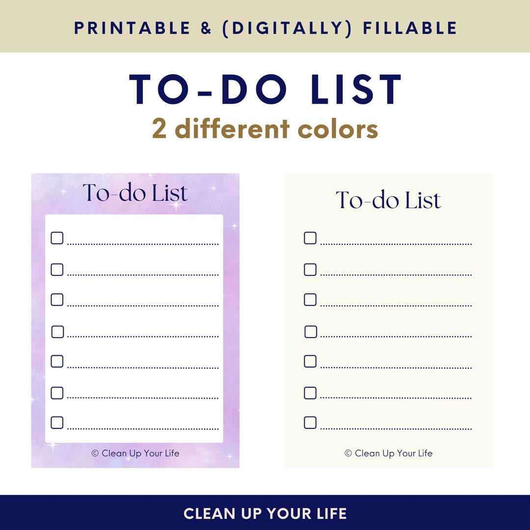 To-do List Printable - Digital Fillable PDF for Easy Task Organization ...