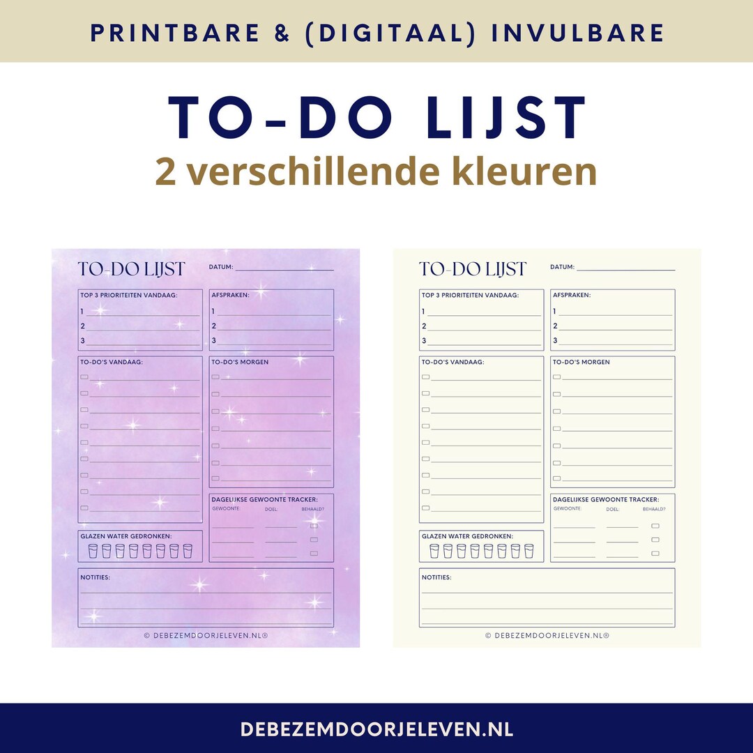 Printable & (digital) Fillable To-do List for Ultimate Productivity and ...