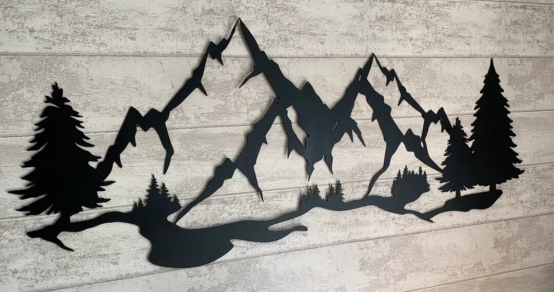 DXF File Steel Mountain Wall Decoration - Etsy