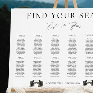 Mr & Mr Wedding Seating Chart Template, Minimalist Find Your Seat Chart ...