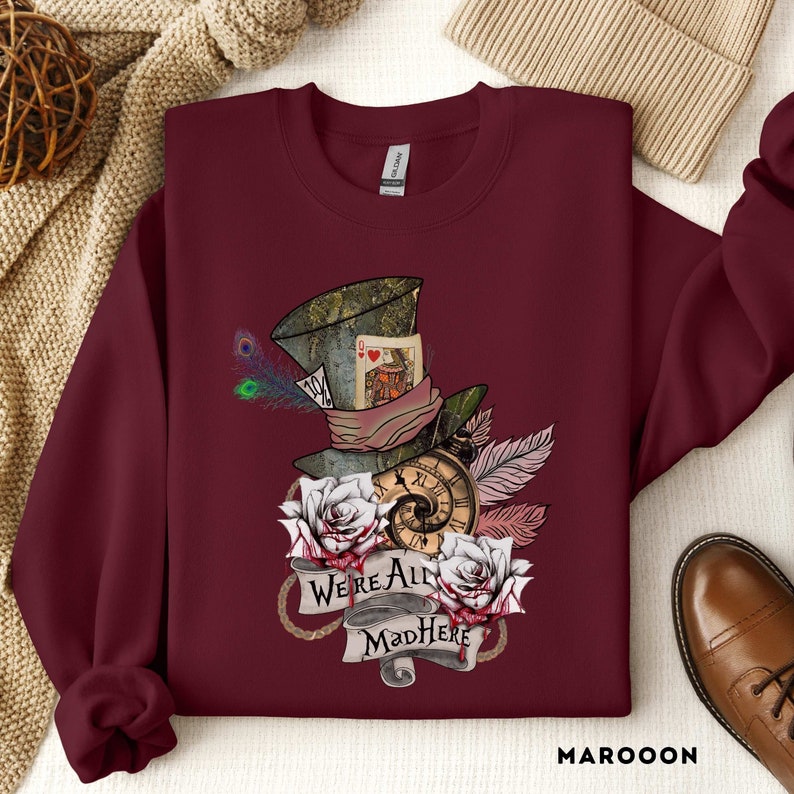 Alice in Wonderland Sweatshirt, Queen of Hearts Mad Hatter Sweater ...