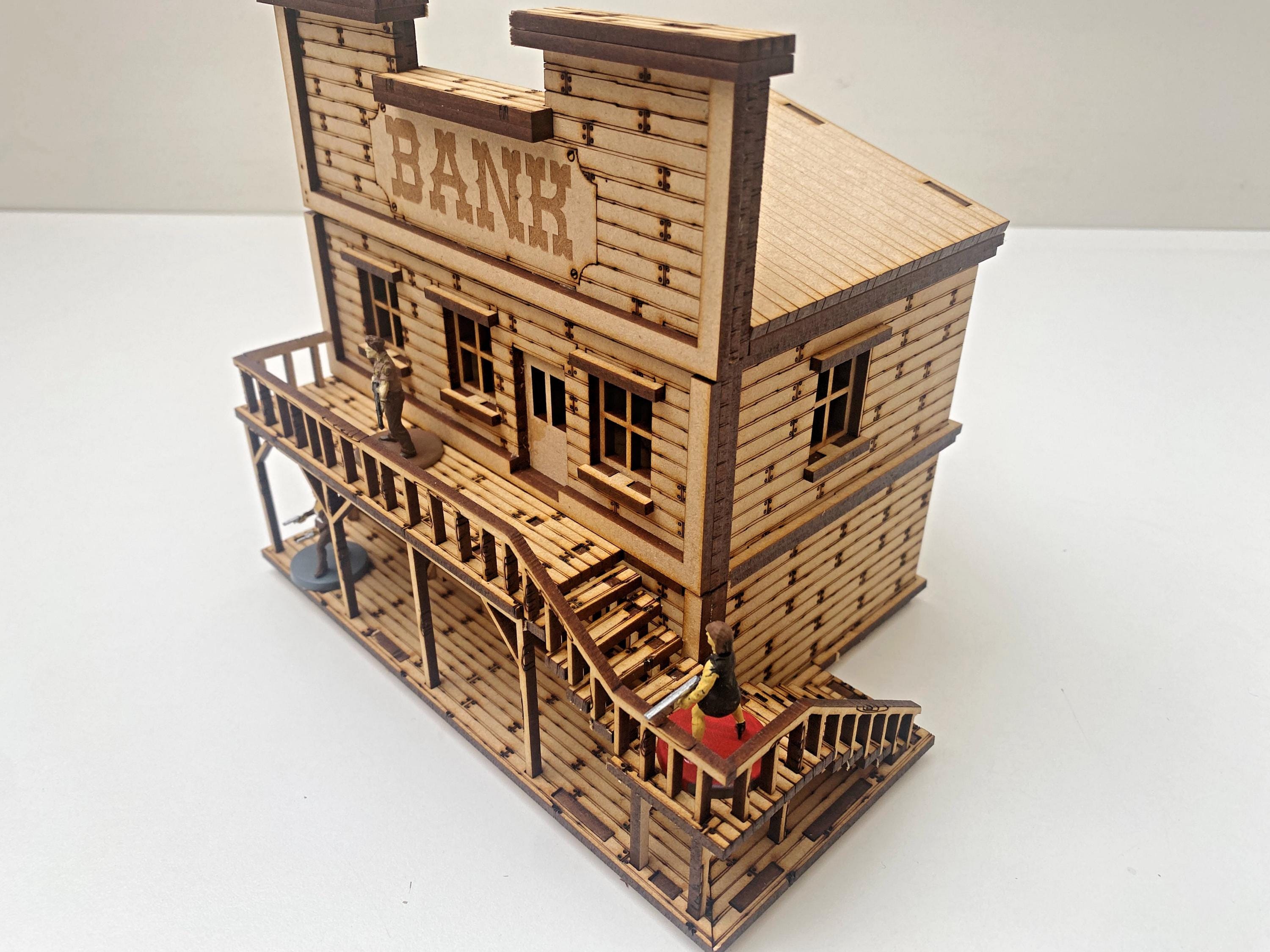 Wild West Bank: 28mm-32mm Building Kit – Laser-cut 2-story Terrain for ...