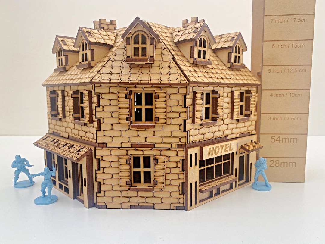 WW2 Normandy Town Hotel Corner Building for Wargames (28mm-32mm Terrain ...