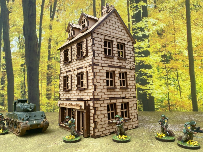 WW2 Normandy Set 2: Town Set. Cafe, Tabac, Wine Shop, 3 Houses – 28mm ...
