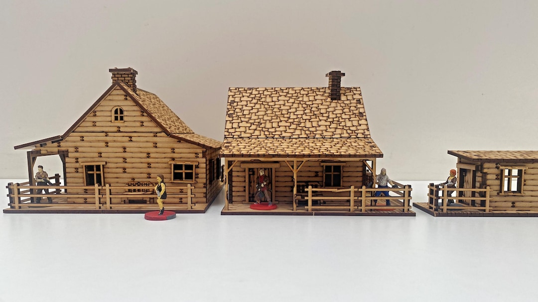 Wild West Houses and Outbuildings Kit. Removable Roofs Veranda. 32mm ...