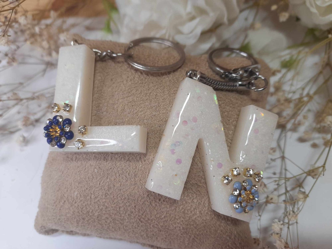 Initial Key Ring Letter Key Ring Personalized Key Ring - Etsy
