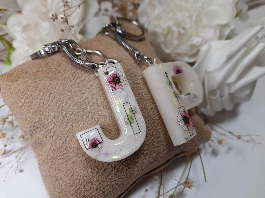 Initial Key Ring Letter Key Ring Personalized Key Ring - Etsy