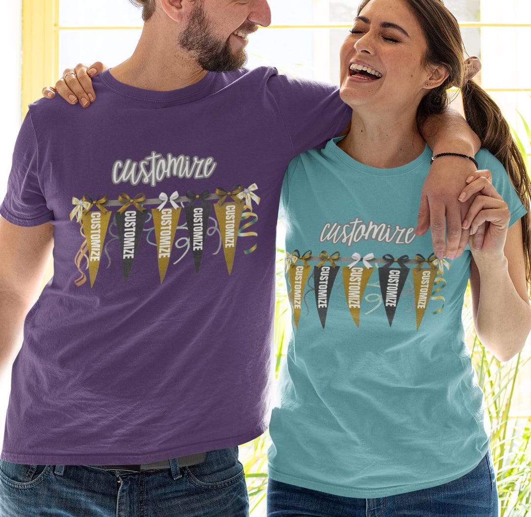 Customizable Pennant Banner T-shirt: Personalized Reunion, Birthday ...