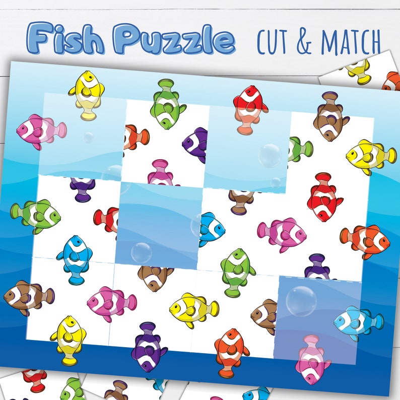 Printable Fish Puzzle Game | Color Matching | Animals Matching ...
