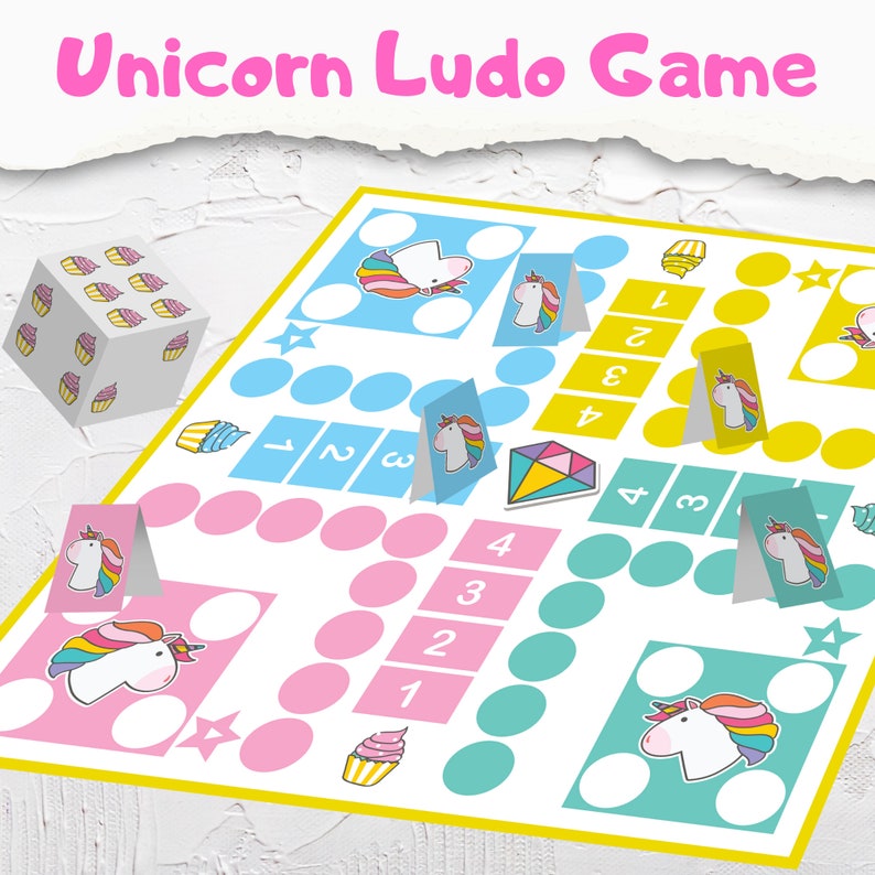 Printable Unicorn Ludo Board Game Template | Paper Digital Activity ...