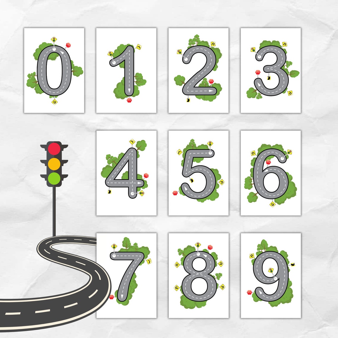 0-9 Number Path | Number Tracing Flashcards | Number Writing Practice ...