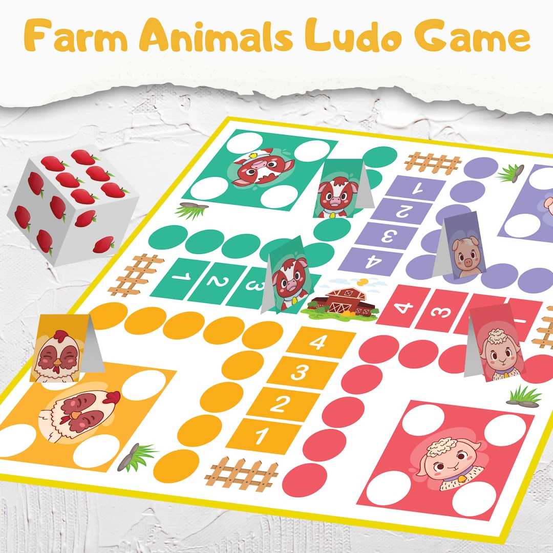 Printable Farm Animals Ludo Board Game Template | Paper Digital ...