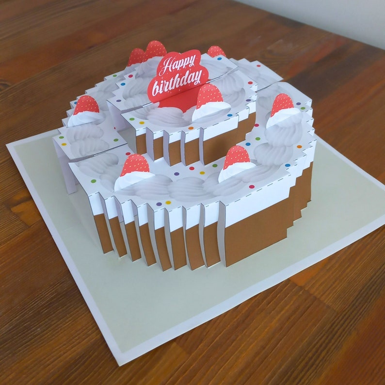 3D Printable Strawberry Cake | Paper Cake Gift Box | Paper Toys for ...