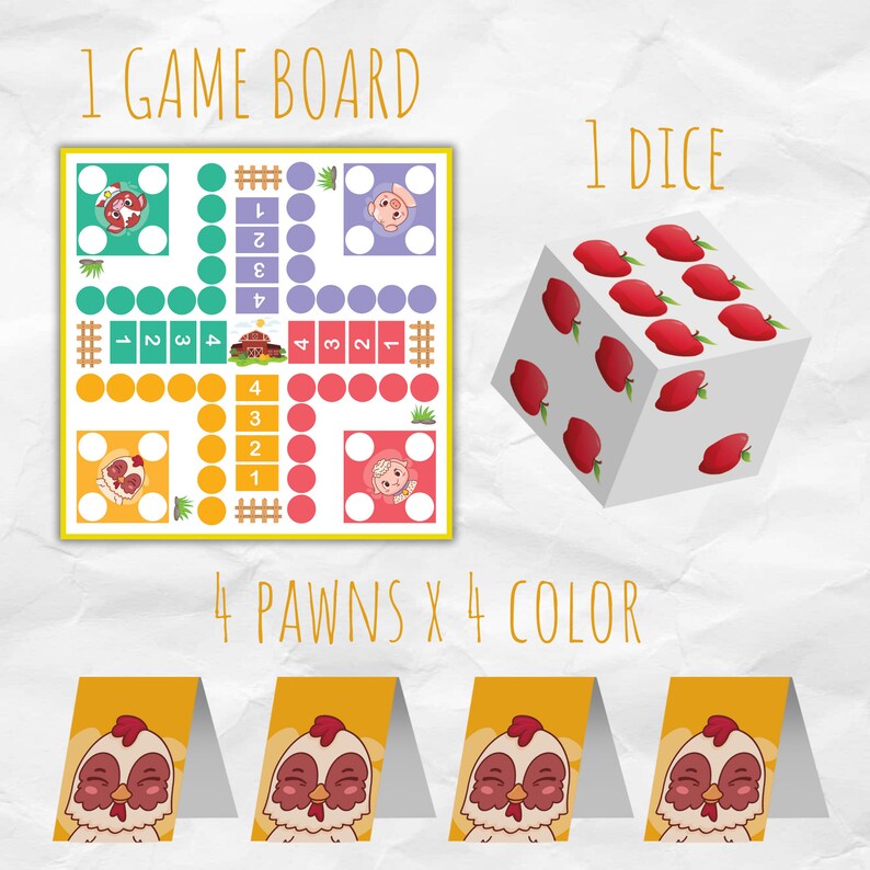 Printable Farm Animals Ludo Board Game Template | Paper Digital ...