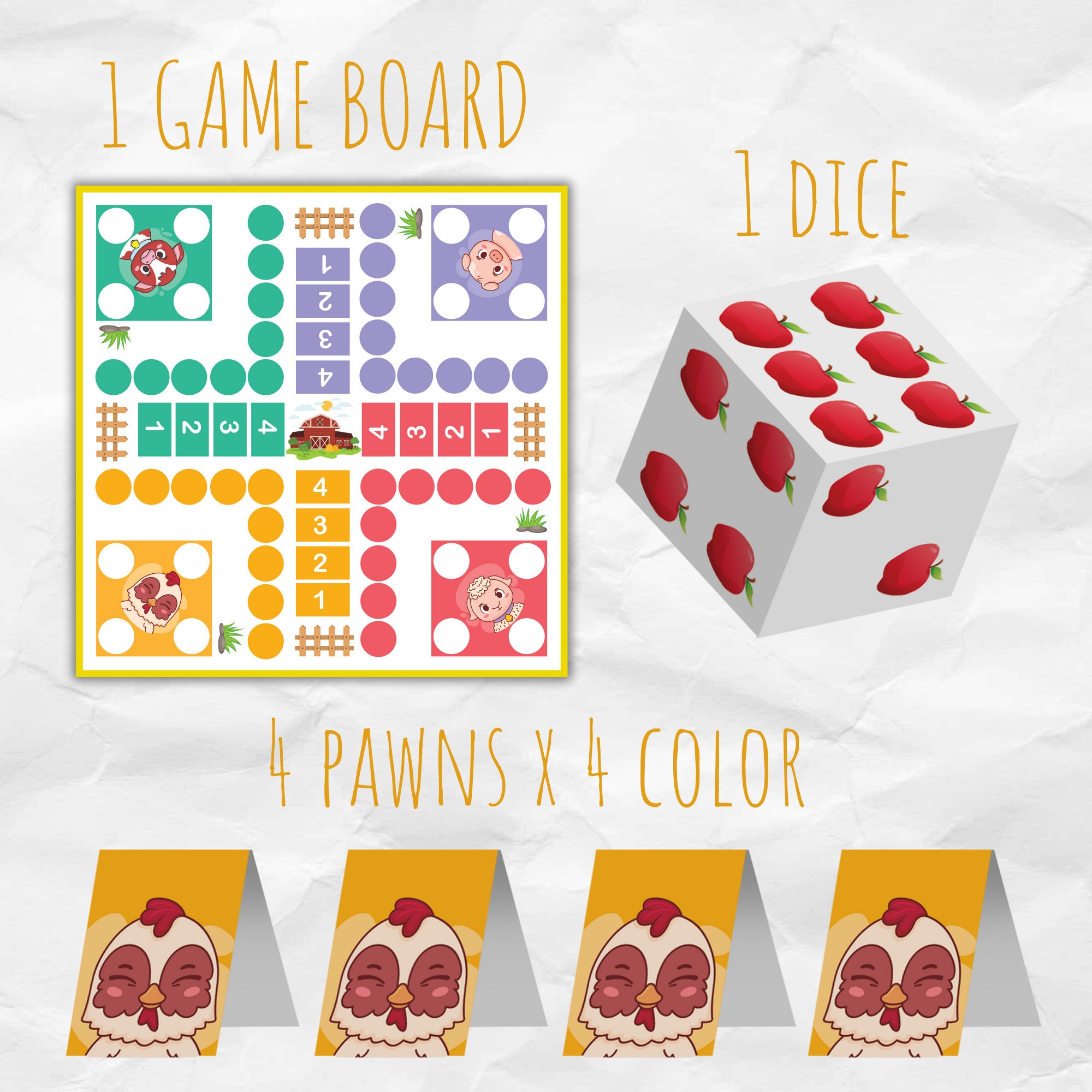 Printable Farm Animals Ludo Board Game Template | Paper Digital ...
