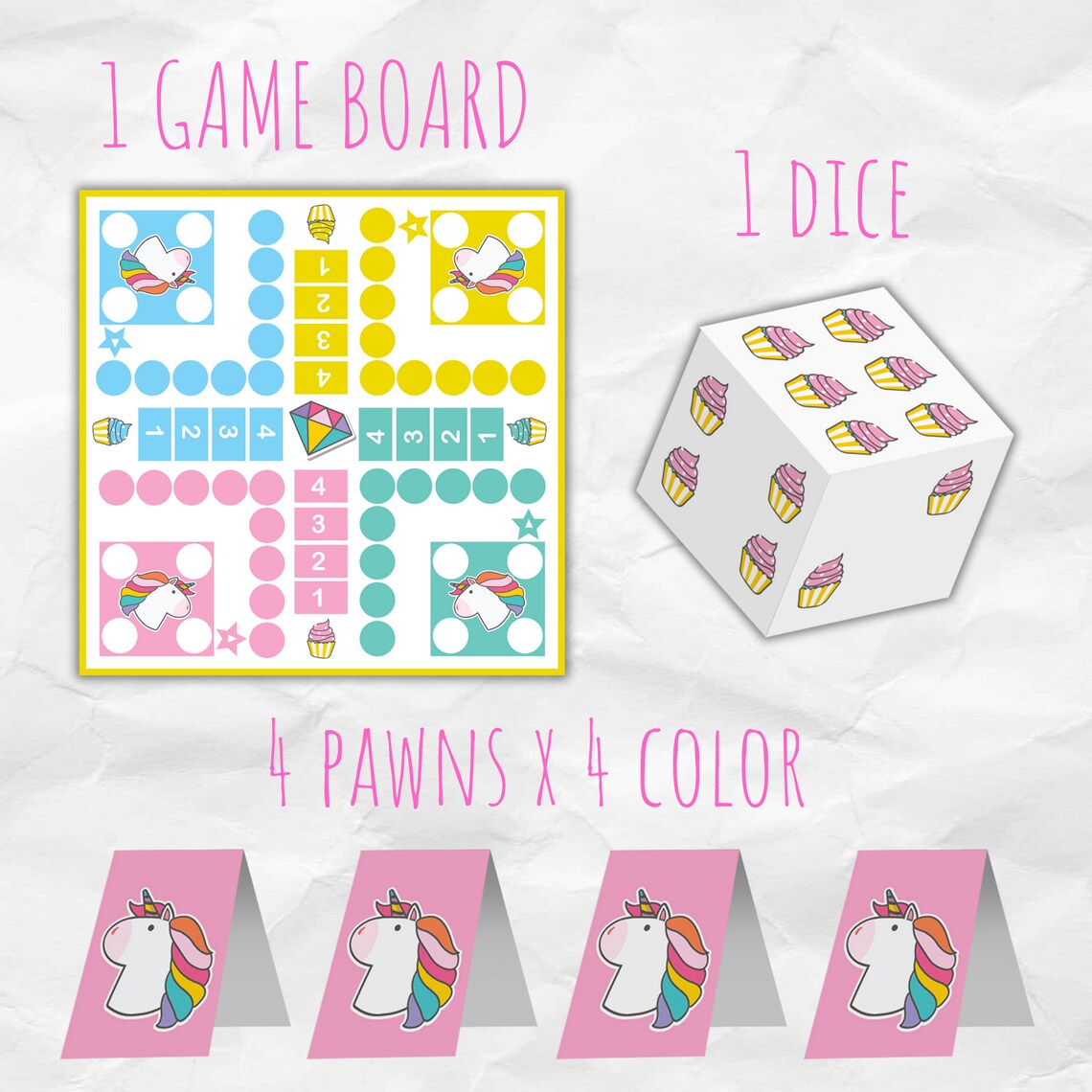 Printable Unicorn Ludo Board Game Template | Paper Digital Activity ...