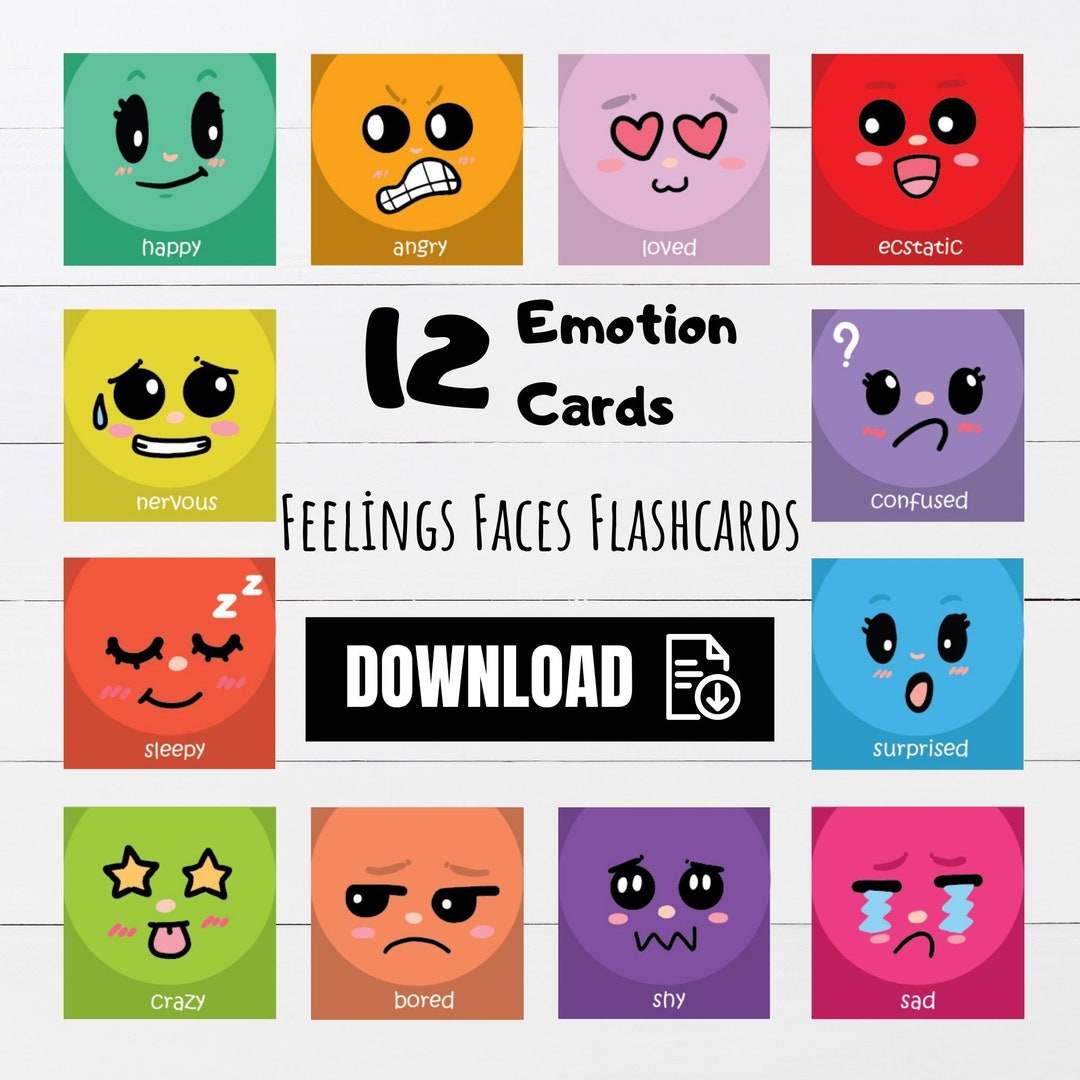 Emotion Flashcards | Feelings Faces Flashcards | Preschool Printables ...