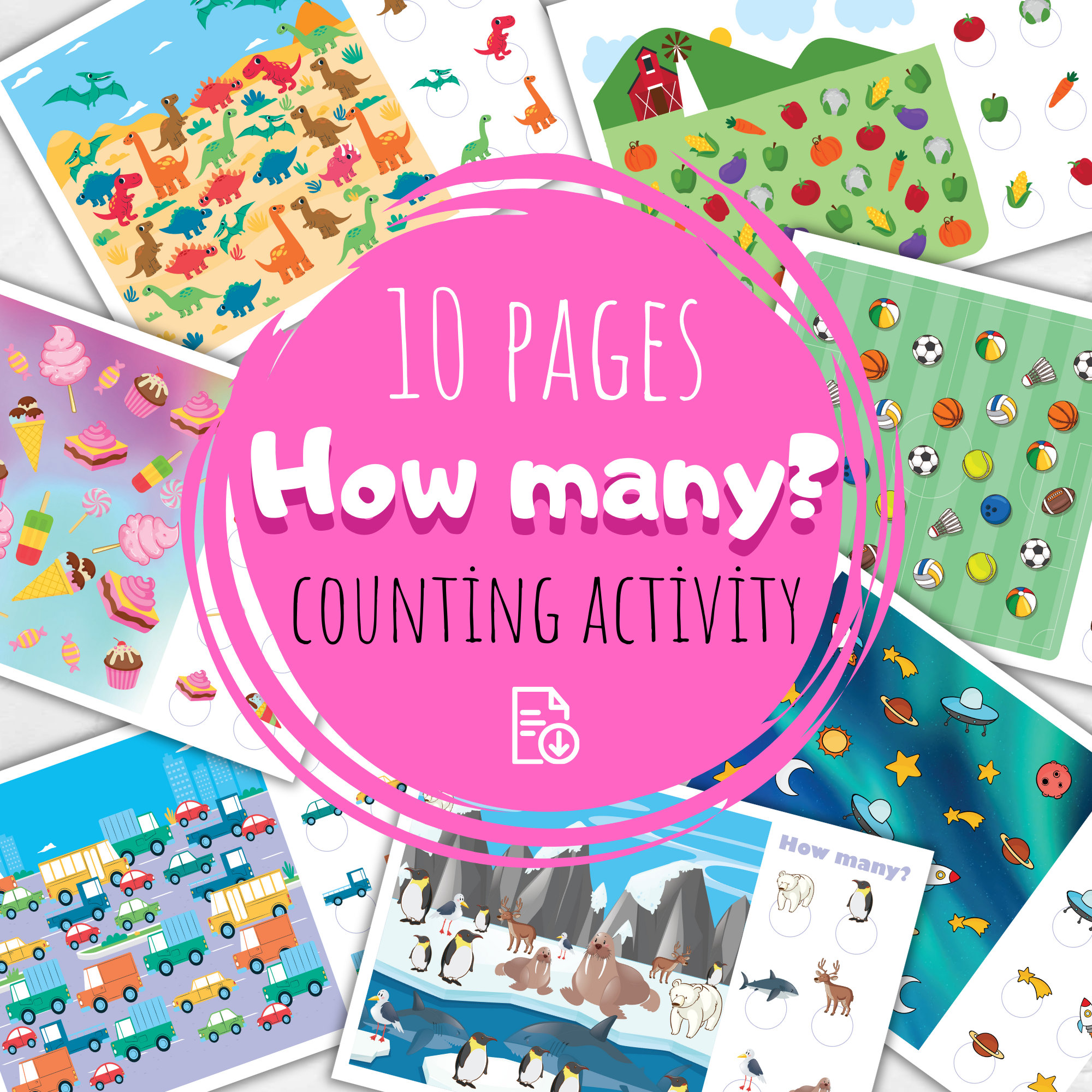 10 Themes How Many Counting Activity | Number Worksheet | Counting ...