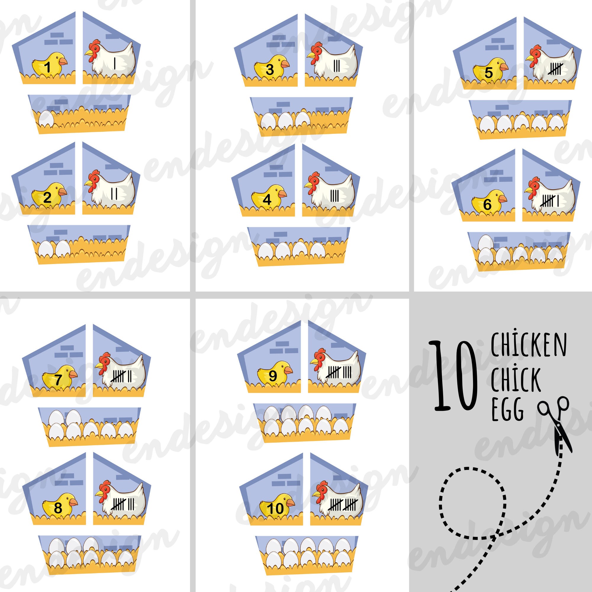 Chicken Coop Counting Activity Busy Book Numbers Worksheet - Etsy