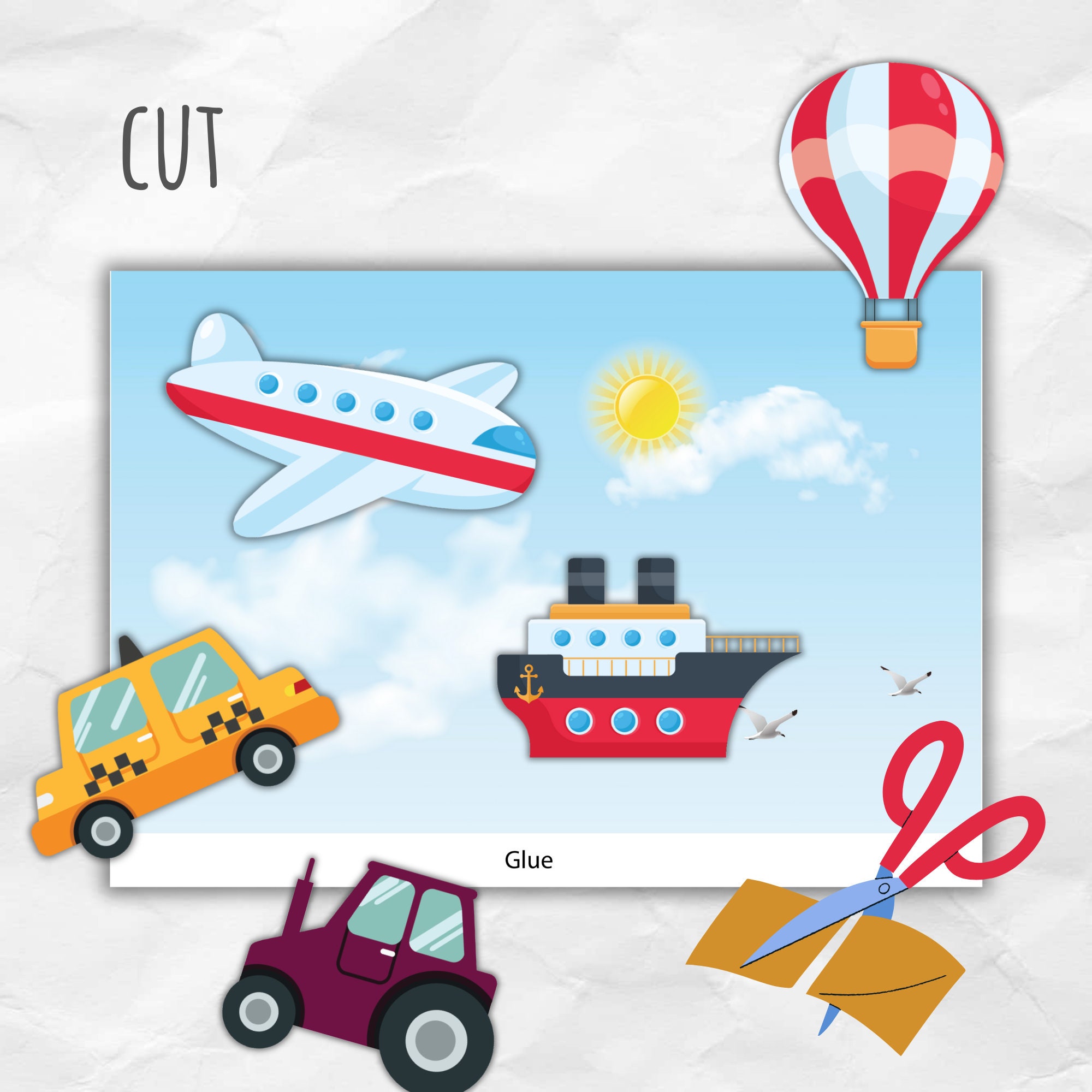 Transport Vehicles Matching Worksheet | Air Land Sea Activity ...