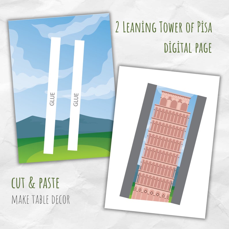 2D Leaning Tower of Pisa Coloring Pages | Italy Home Decor | Printable ...