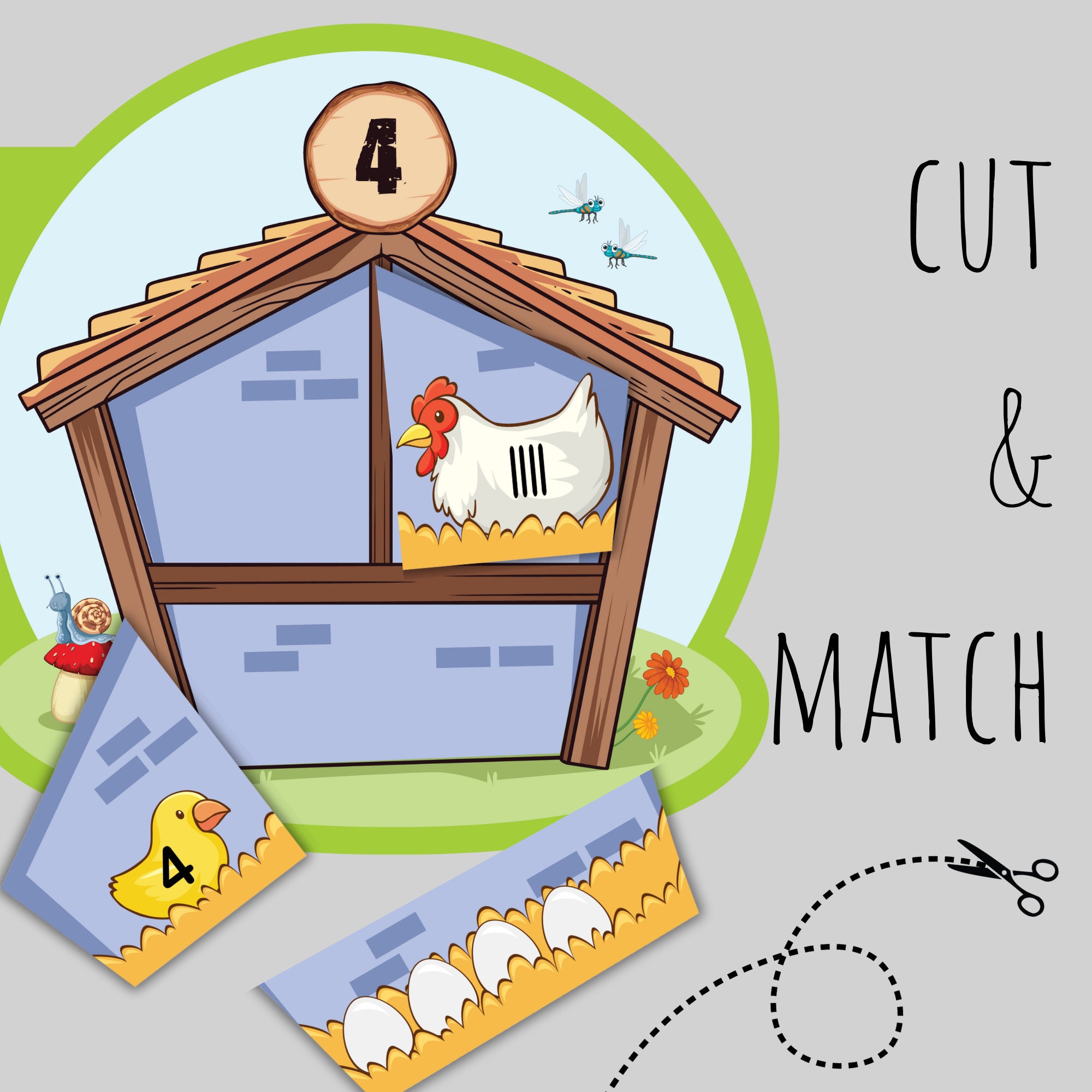 Chicken Coop Counting Activity Busy Book | Numbers Worksheet | Numbers ...