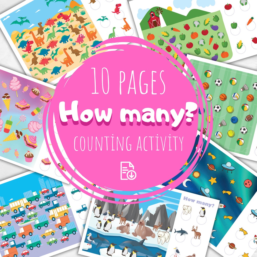 10 Themes How Many Counting Activity Number Worksheet - Etsy