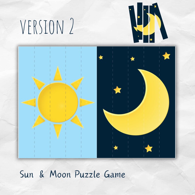 Day and Night Accordion , Coloring Page , Puzzle , Table Decor | Sun Moon | Printable Painting ...