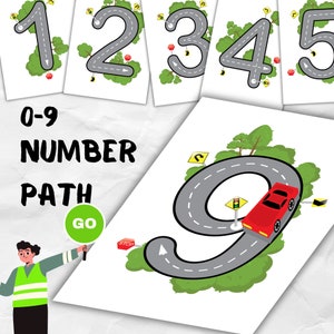 0-9 Number Path | Number Tracing Flashcards | Number Writing Practice ...