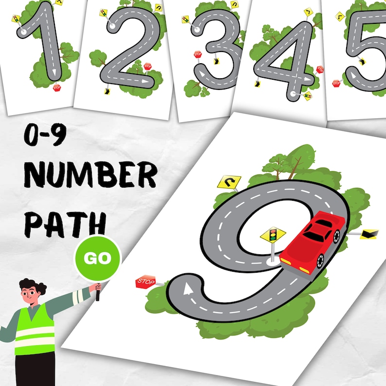 0-9 Number Path | Number Tracing Flashcards | Number Writing Practice ...