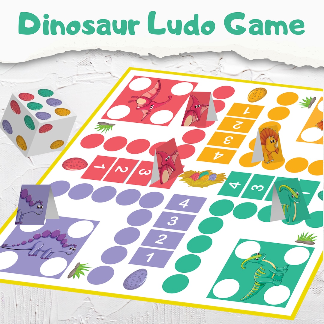 Printable Dinosaur Ludo Board Game Template | Paper Digital Activity ...