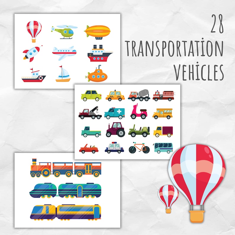 Transport Vehicles Matching Worksheet | Air Land Sea Activity ...