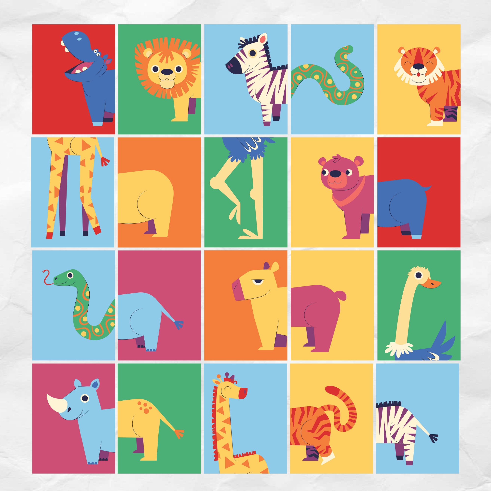 20 Animal Memory Game Cards | Animals Matching Montessori Cards ...