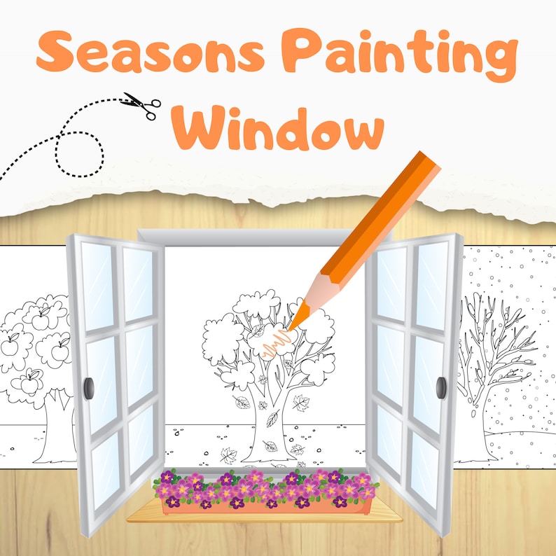 Seasons Painting Window | 4 Seasons Coloring Page | the Four Seasons ...