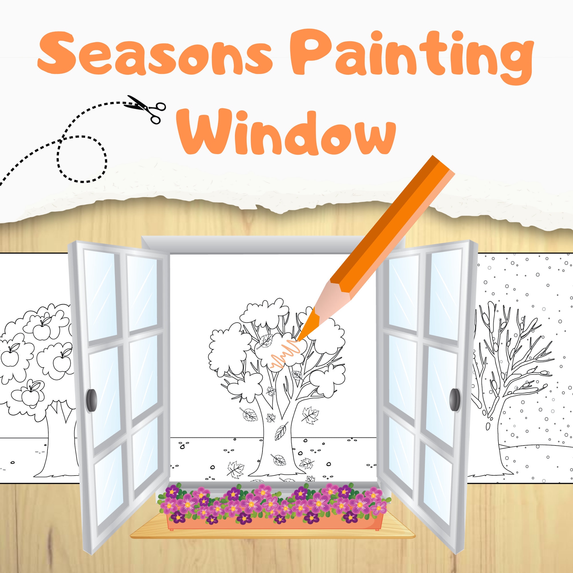 Seasons Painting Window | 4 Seasons Coloring Page | the Four Seasons ...