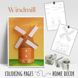 2D Windmill Coloring Pages | Holland Home Decor | Printable Painting ...