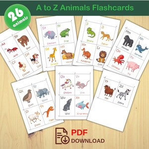 Animal and Alphabet Flashcards | Preschool Printables | Kindergarten ...
