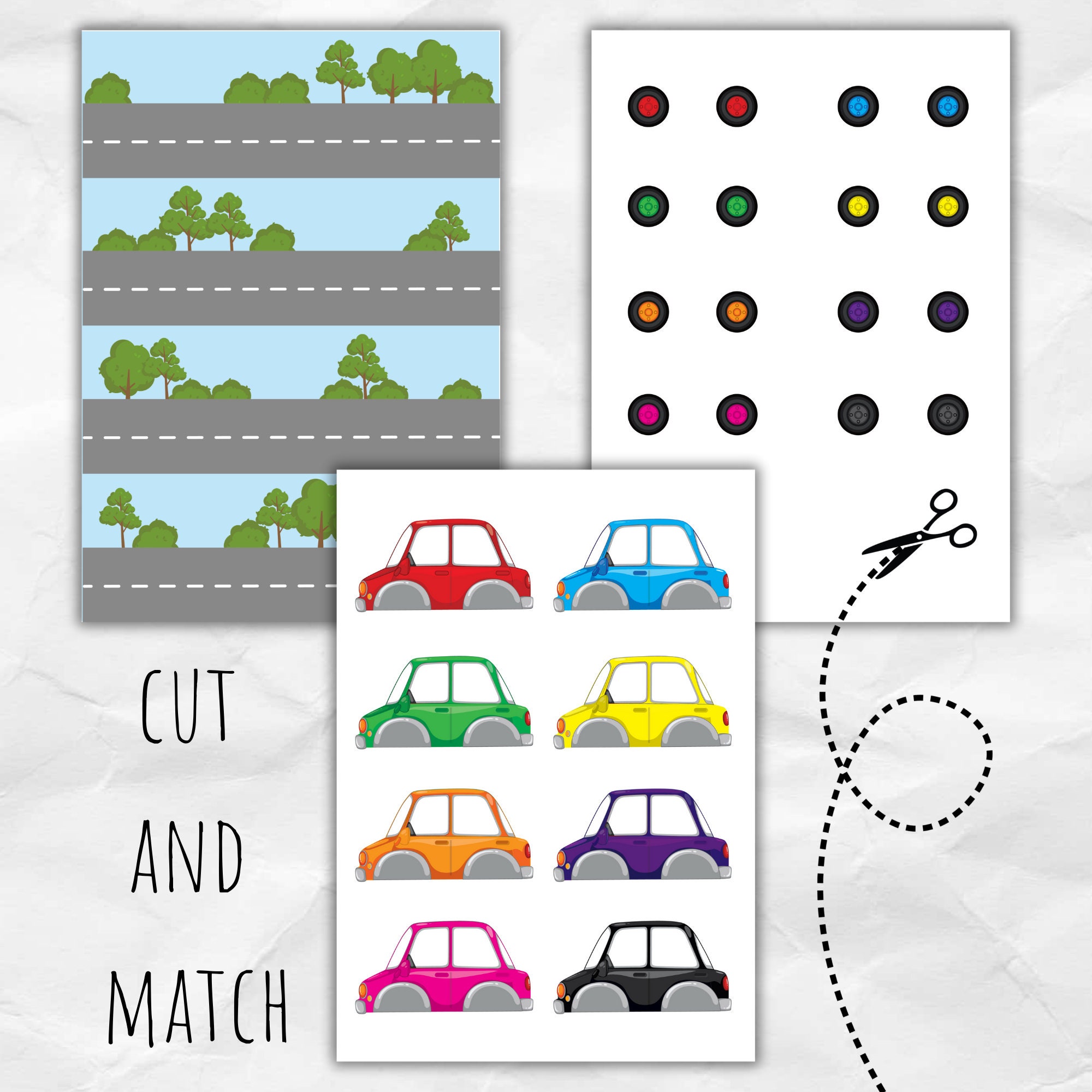 Car Matching Activity Matching Game Memory Games Cut and - Etsy