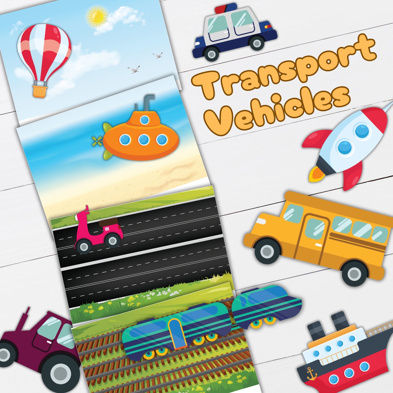 Transport Vehicles Matching Worksheet | Air Land Sea Activity ...