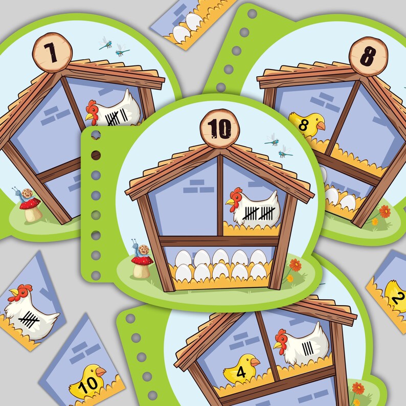 Chicken Coop Counting Activity Busy Book | Numbers Worksheet | Numbers ...