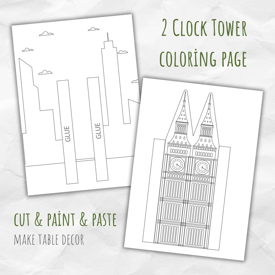 2D Big Ben Clock Tower Coloring Pages | United Kingdon Home Decor ...