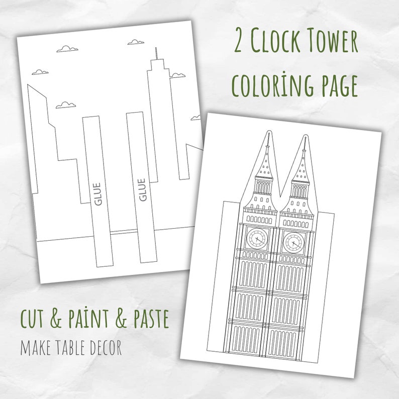 2D Big Ben Clock Tower Coloring Pages | United Kingdon Home Decor ...