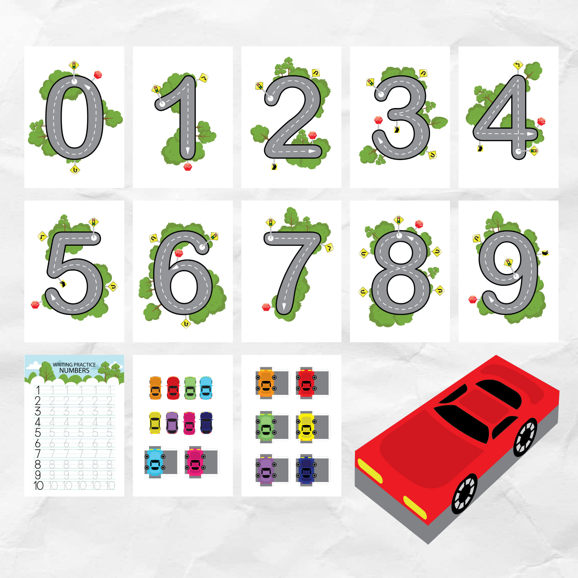 0-9 Number Path | Number Tracing Flashcards | Number Writing Practice ...