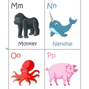 Animal and Alphabet Flashcards | Preschool Printables | Kindergarten ...